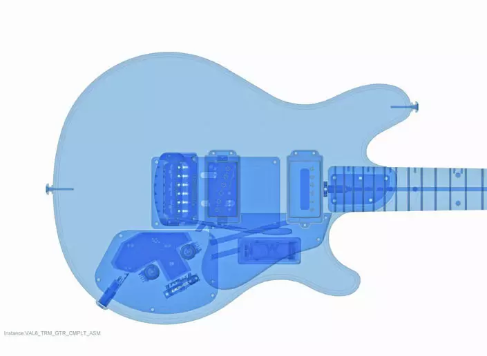 In CAD-skermôfbylding fan 'e Ernie Ball Music Man Valentine