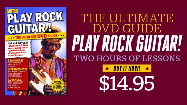 Begin nou kitaar speel met die uiteindelike DVD-gids, 'Play Rock Guitar' 17787_1